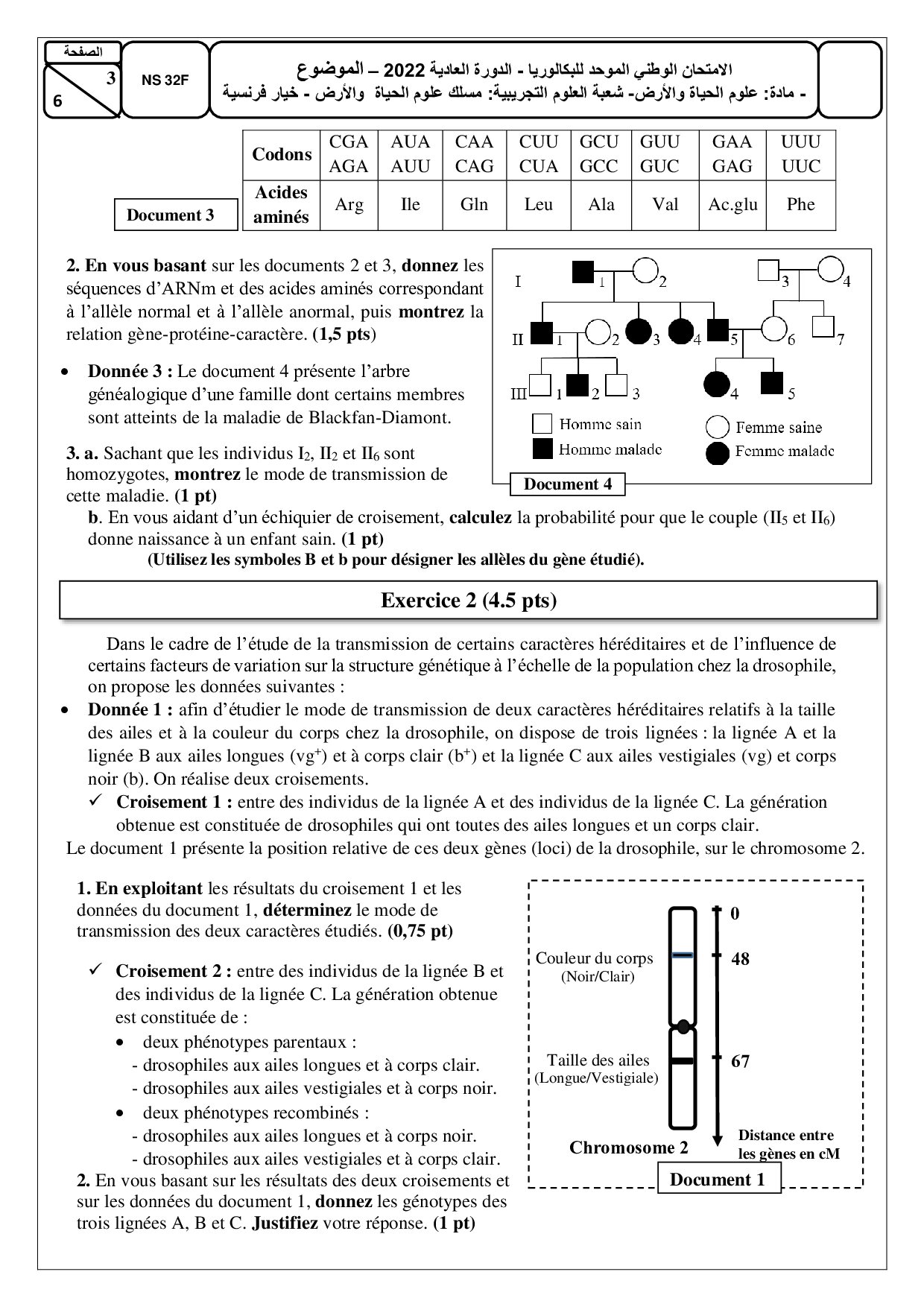 Examen National SVT 2ème BAC SVT 2022 Normale - Sujet - AlloSchool