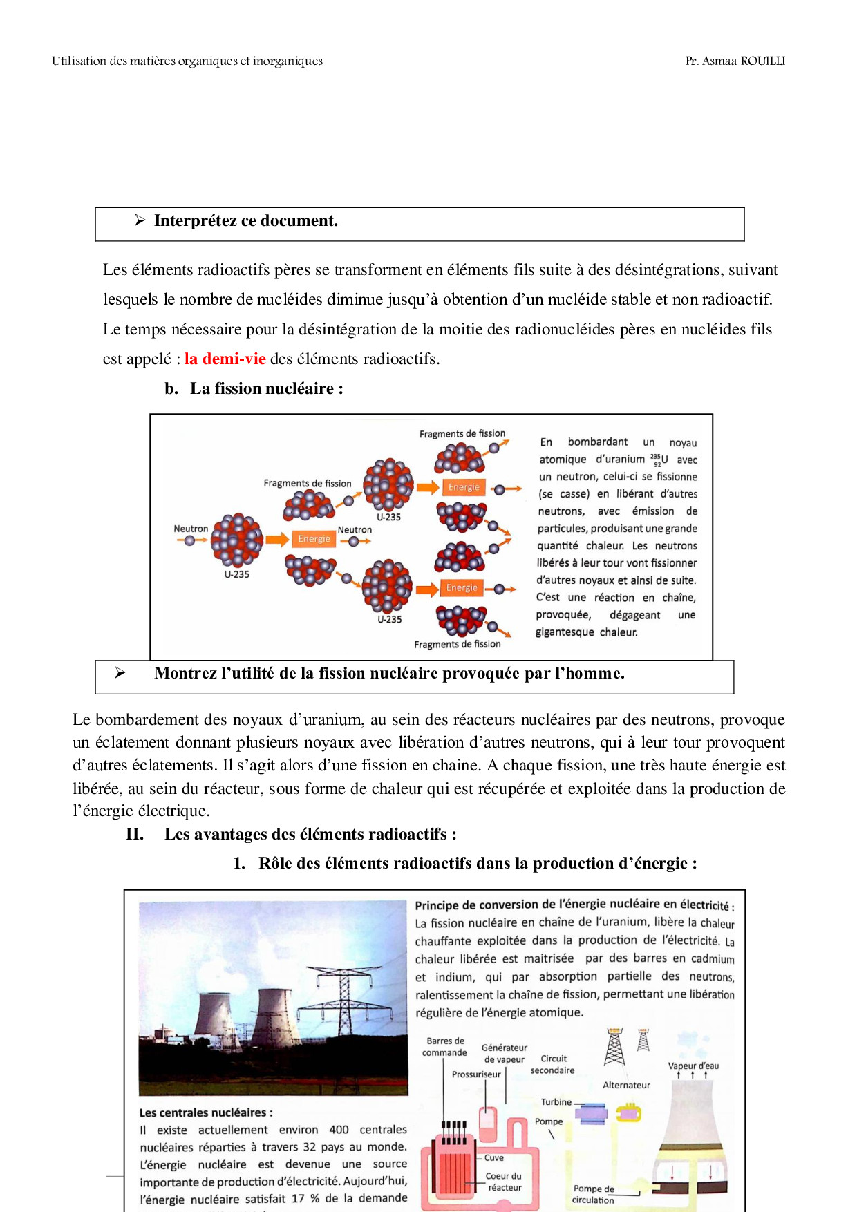Les matières radioactives et l’énergie nucléaire - Corrigés d'exercices ...
