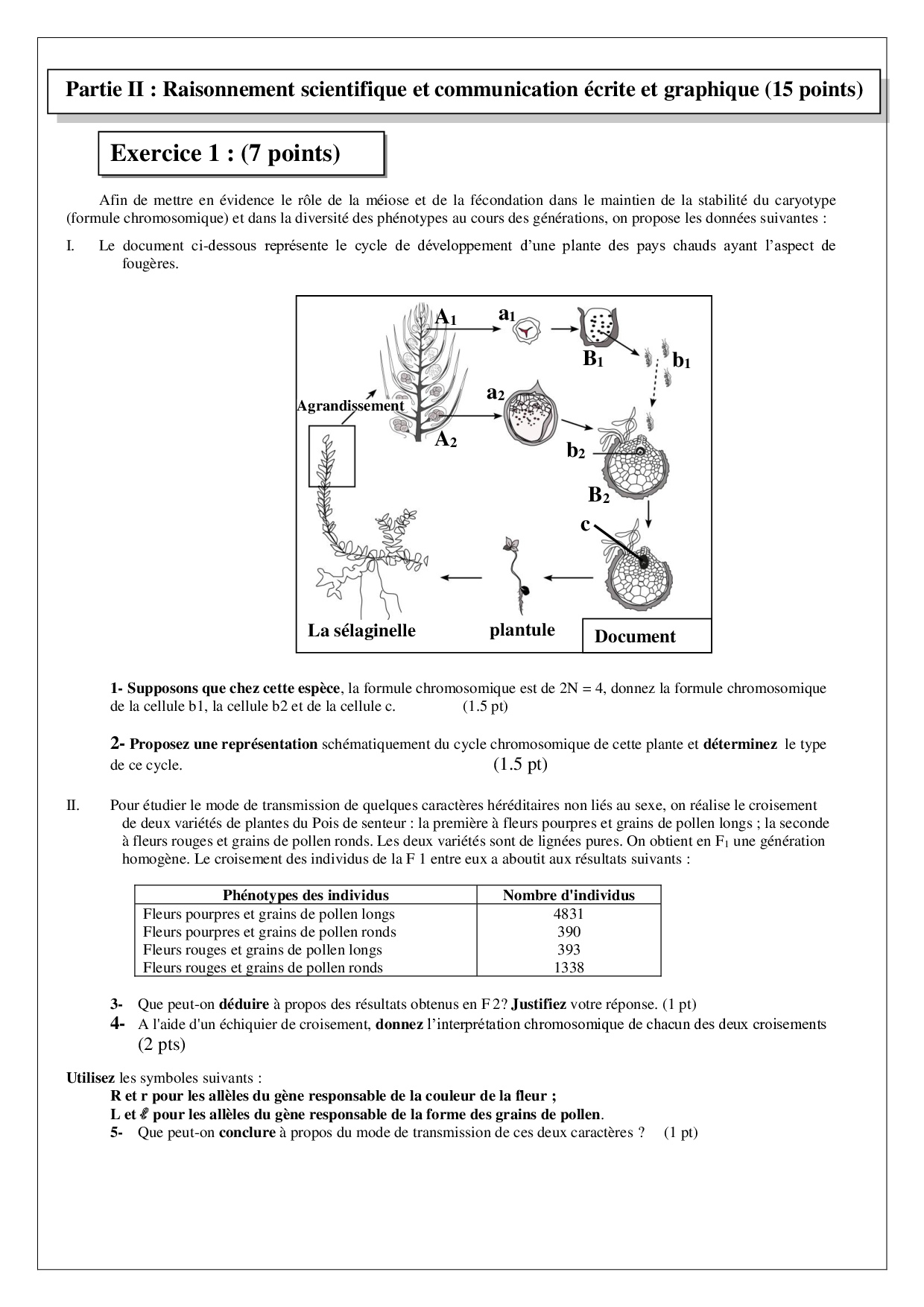 Devoir 3 Modèle 1 - SVT 2 Bac SM-A Semestre 2 - AlloSchool