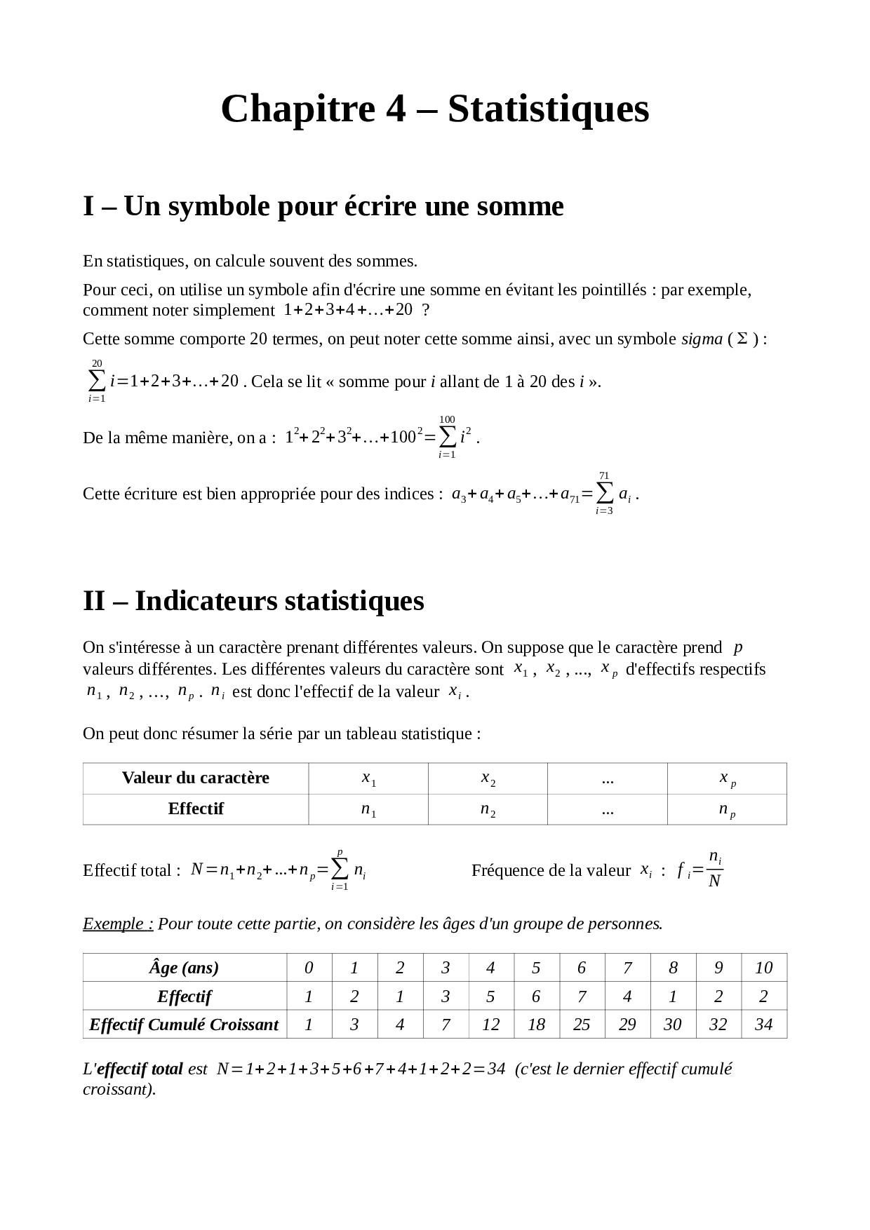 Statistiques - Cours 1 - AlloSchool