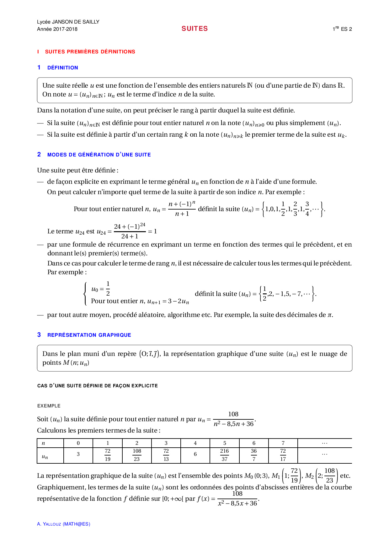 Suites numériques - Cours 2 - AlloSchool
