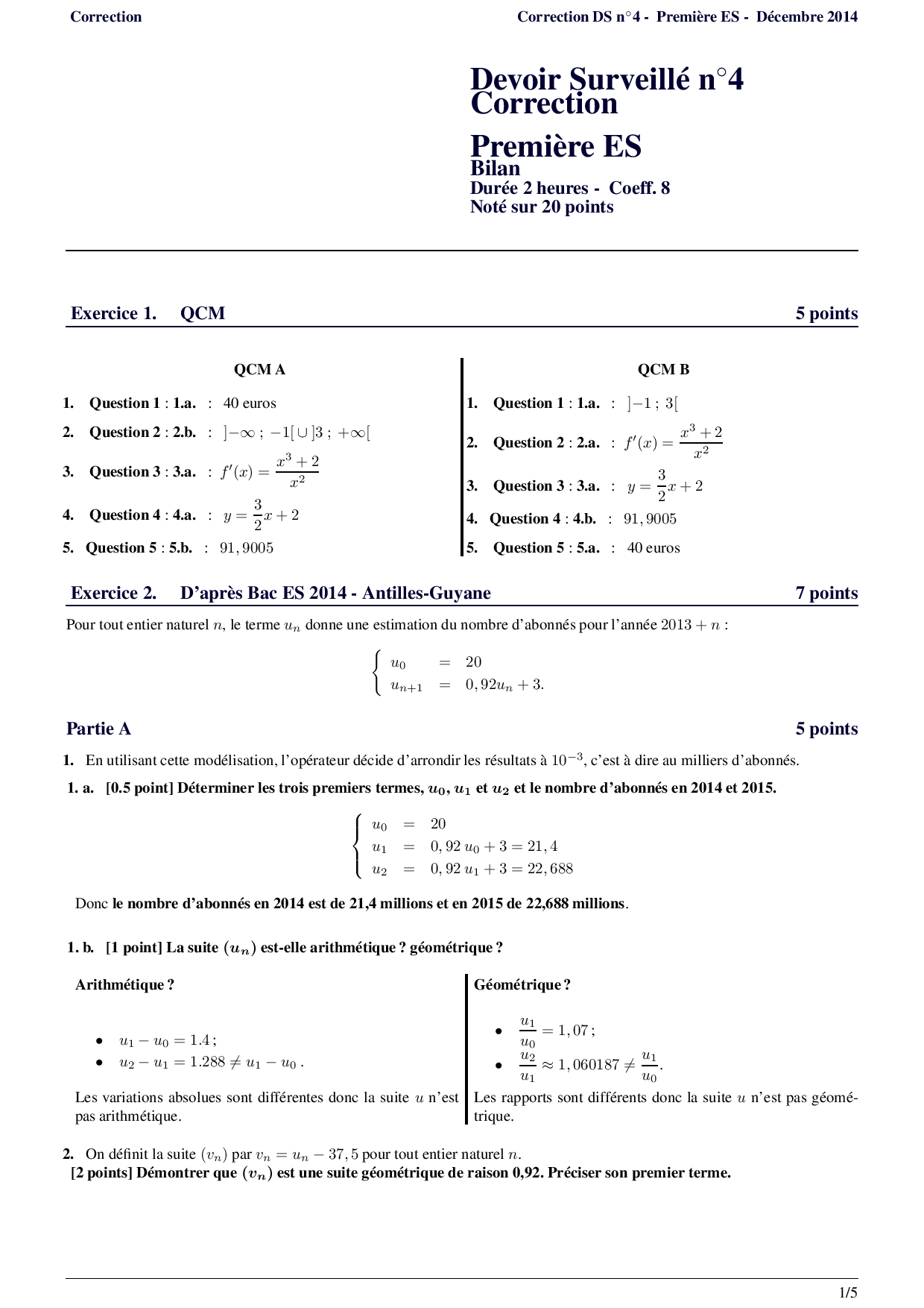 Corrigé devoir 6 - AlloSchool