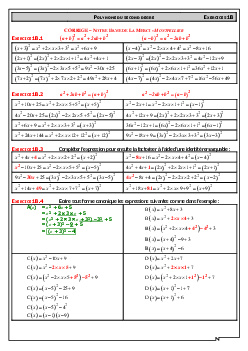 Identités remarquables et forme canonique - Corrigés d'exercices ...