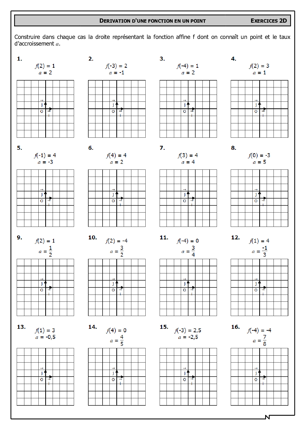 Fonction affine (lectures graphiques et constructions) - Exercices ...