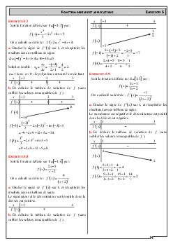 Signe de la dérivée et sens de variation - Corrigés d'exercices ...