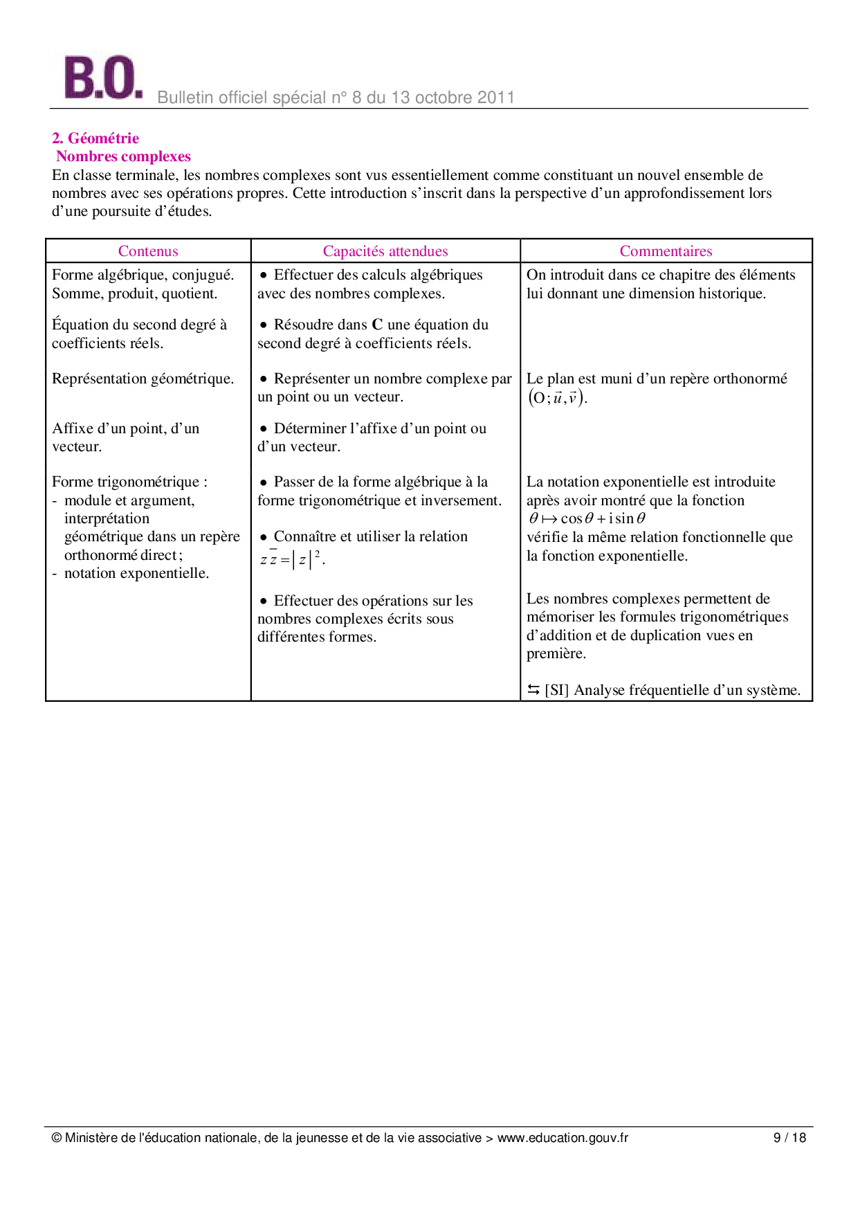 Le programme pédagogique - Mathématiques Terminale S - AlloSchool