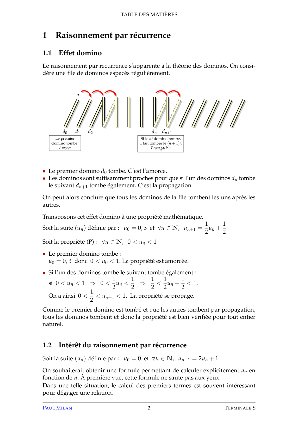 Raisonnement par récurrence - Limites de suites - Cours - AlloSchool