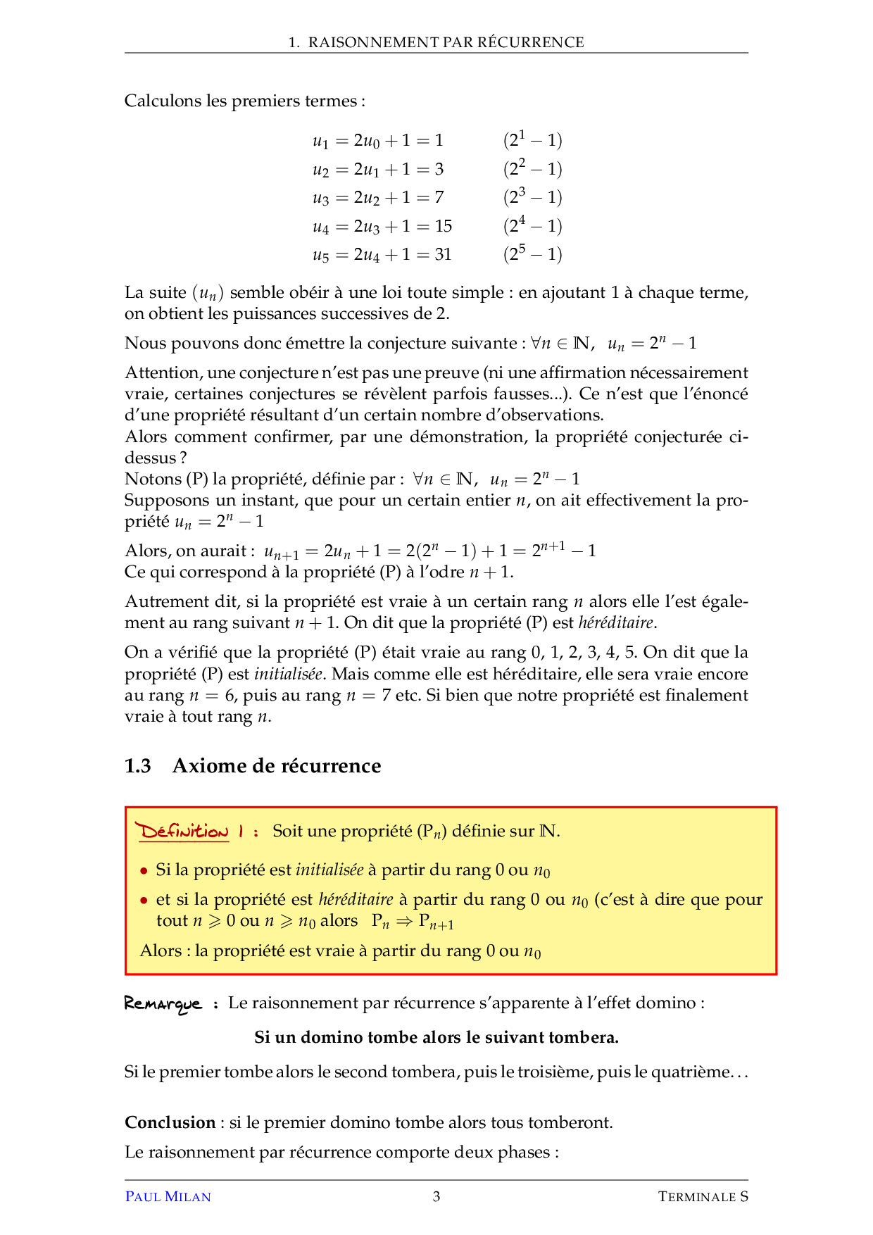 Raisonnement par récurrence - Limites de suites - Cours - AlloSchool