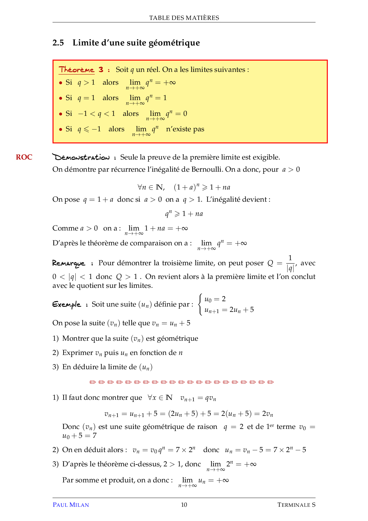 Raisonnement par récurrence - Limites de suites - Cours - AlloSchool