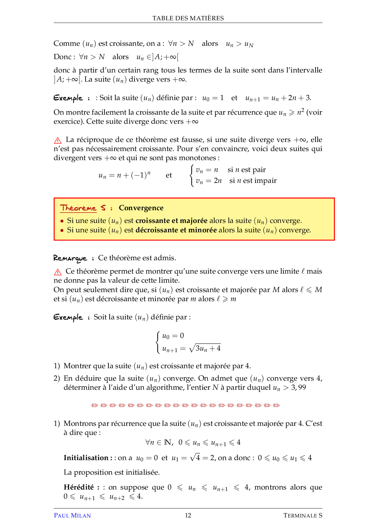 Raisonnement par récurrence - Limites de suites - Cours - AlloSchool