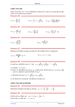 Raisonnement par récurrence - Limites de suites - Exercices non ...