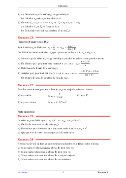 Raisonnement par récurrence - Limites de suites - Exercices non ...