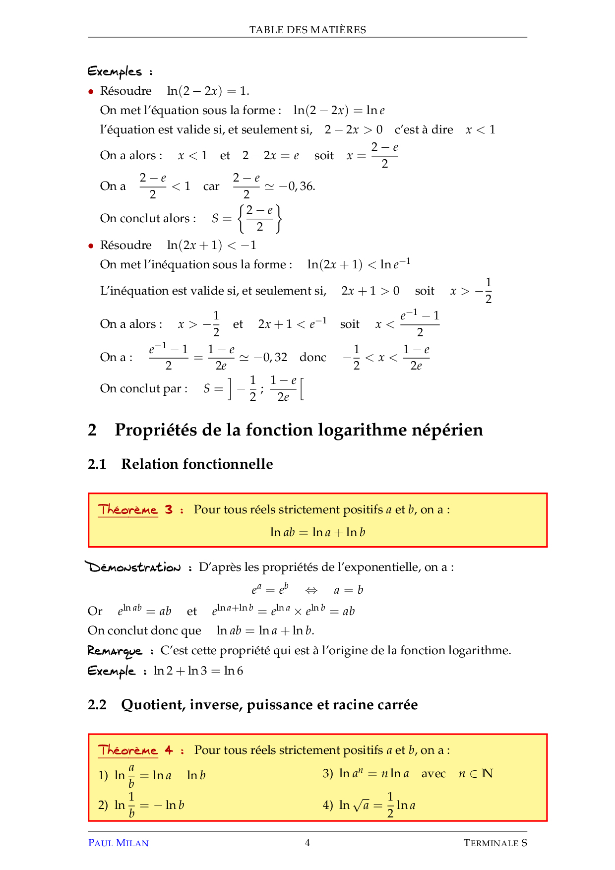 La fonction logarithme - Cours - AlloSchool