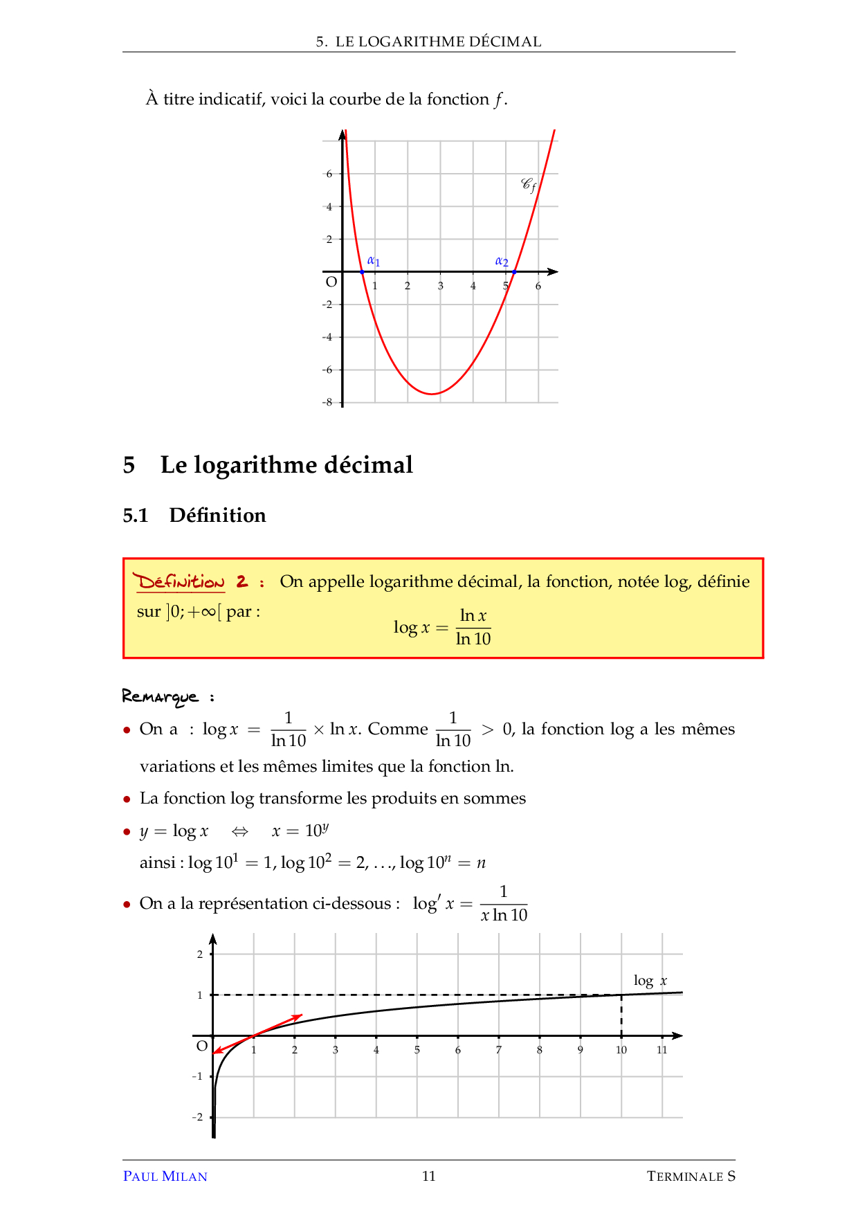La fonction logarithme - Cours - AlloSchool