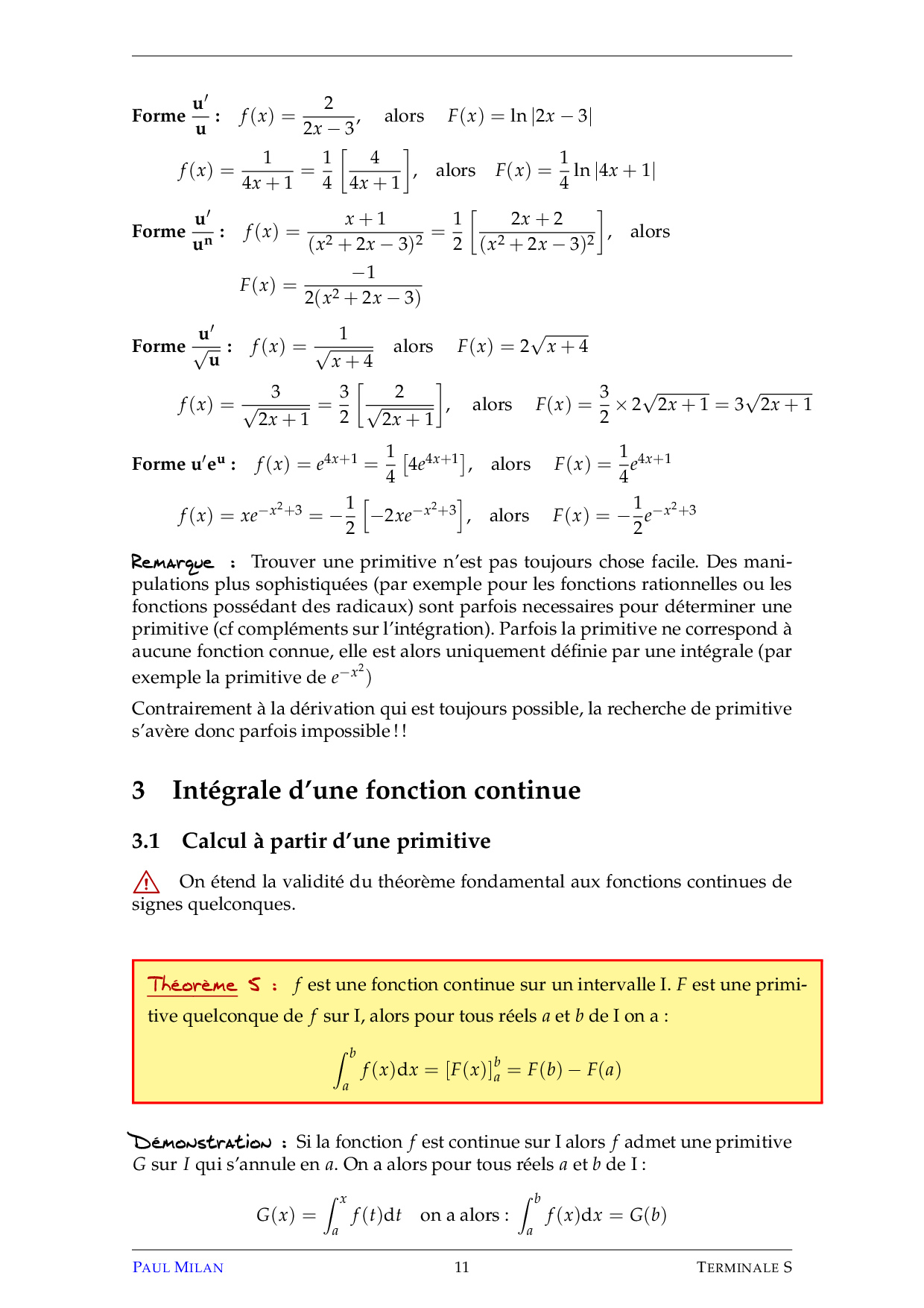 Intégration et primitive - Cours - AlloSchool