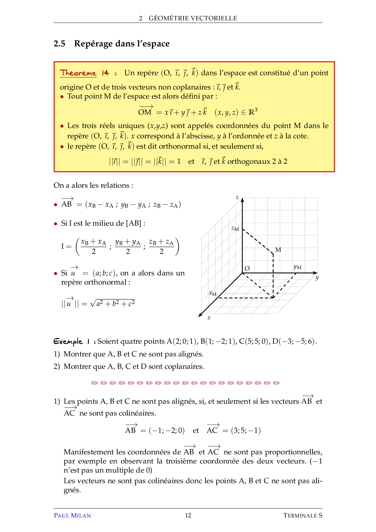 Droites et plan - Géométrie vectorielle - Produit scalaire - Cours ...