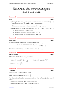 Raisonnement par récurrence - Limites de suites - Devoir 1 - AlloSchool