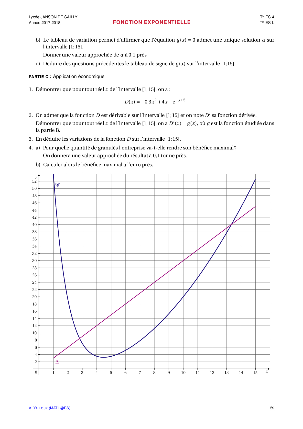 Fonction exponentielle - Exercices non corrigés - AlloSchool