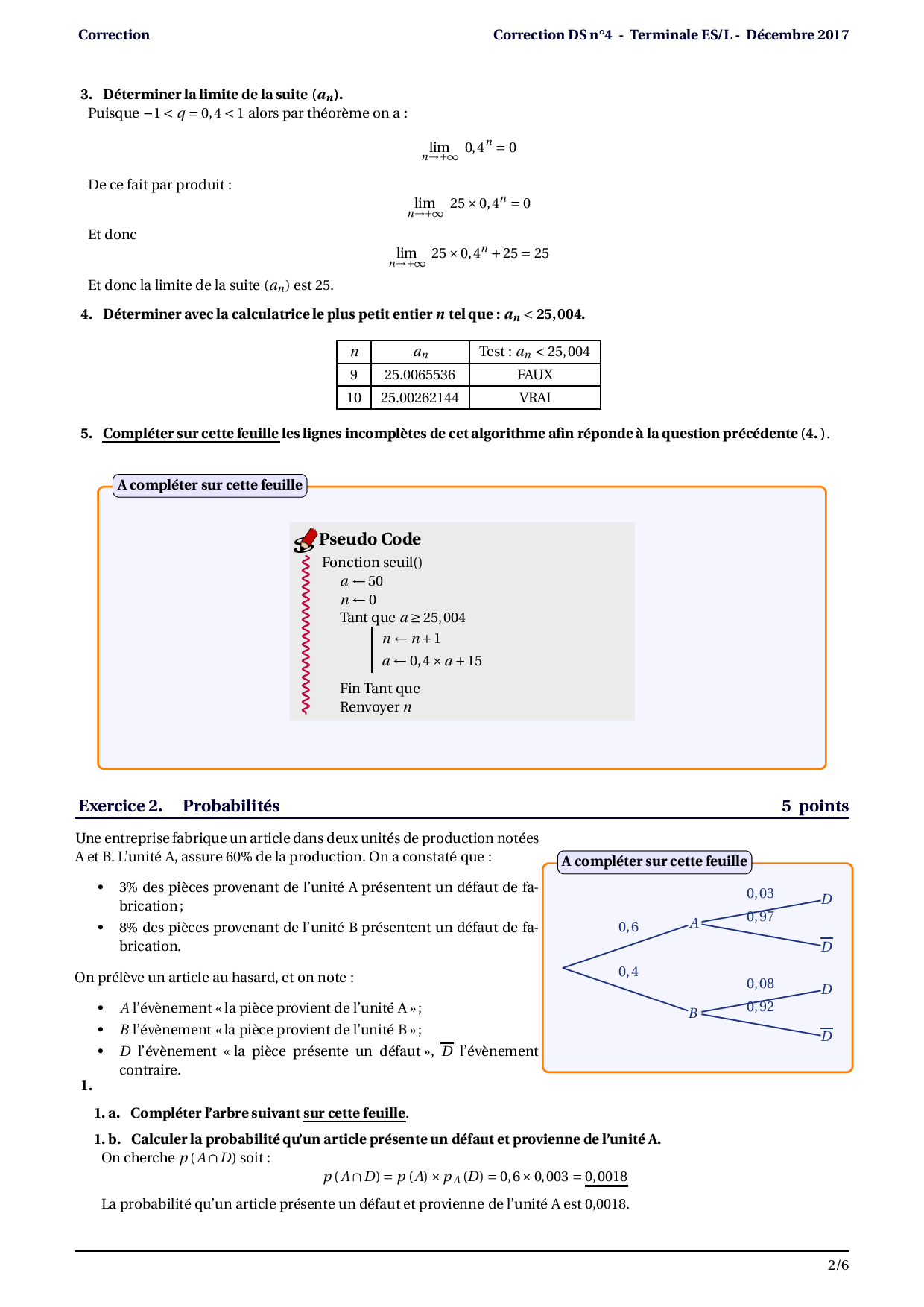 Corrigé devoir 9 - AlloSchool