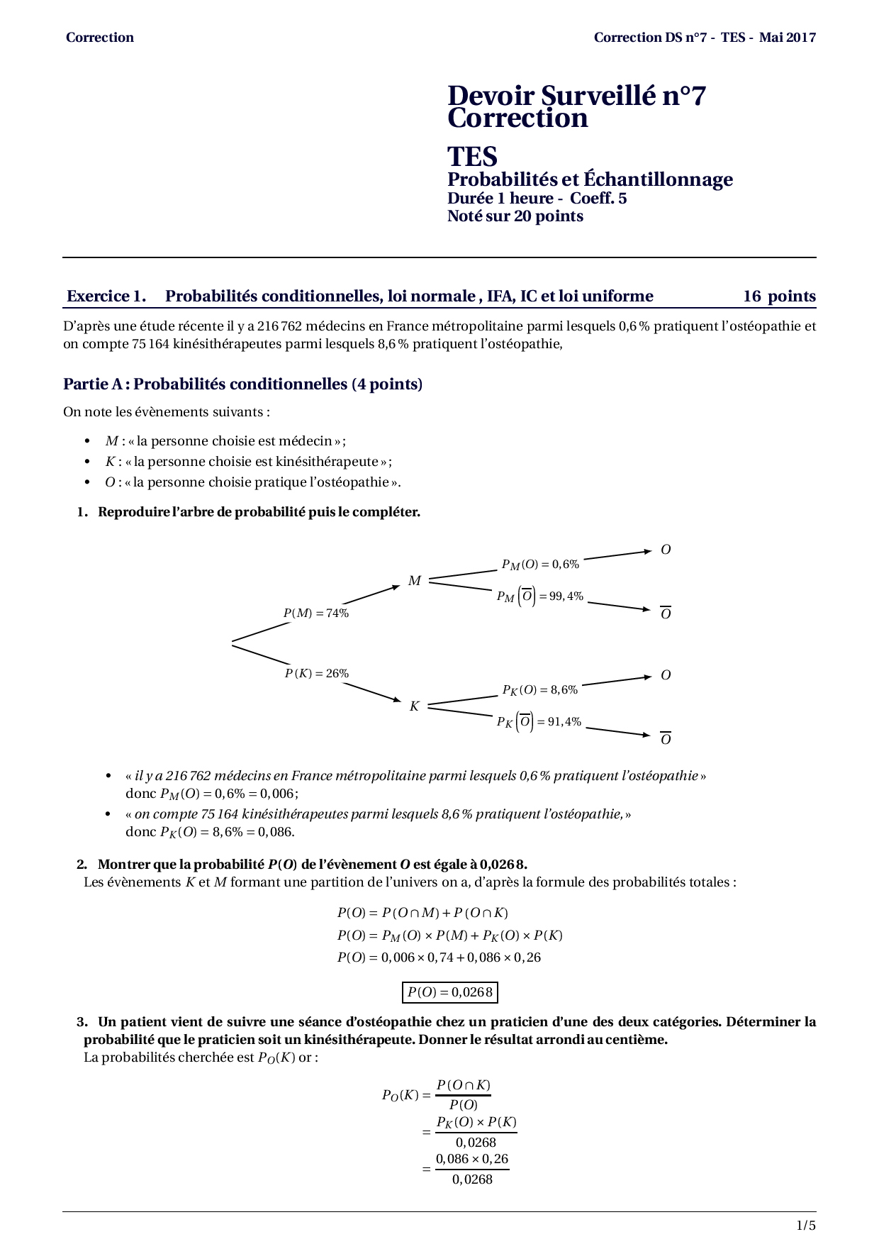 Corrigé devoir 5 - AlloSchool