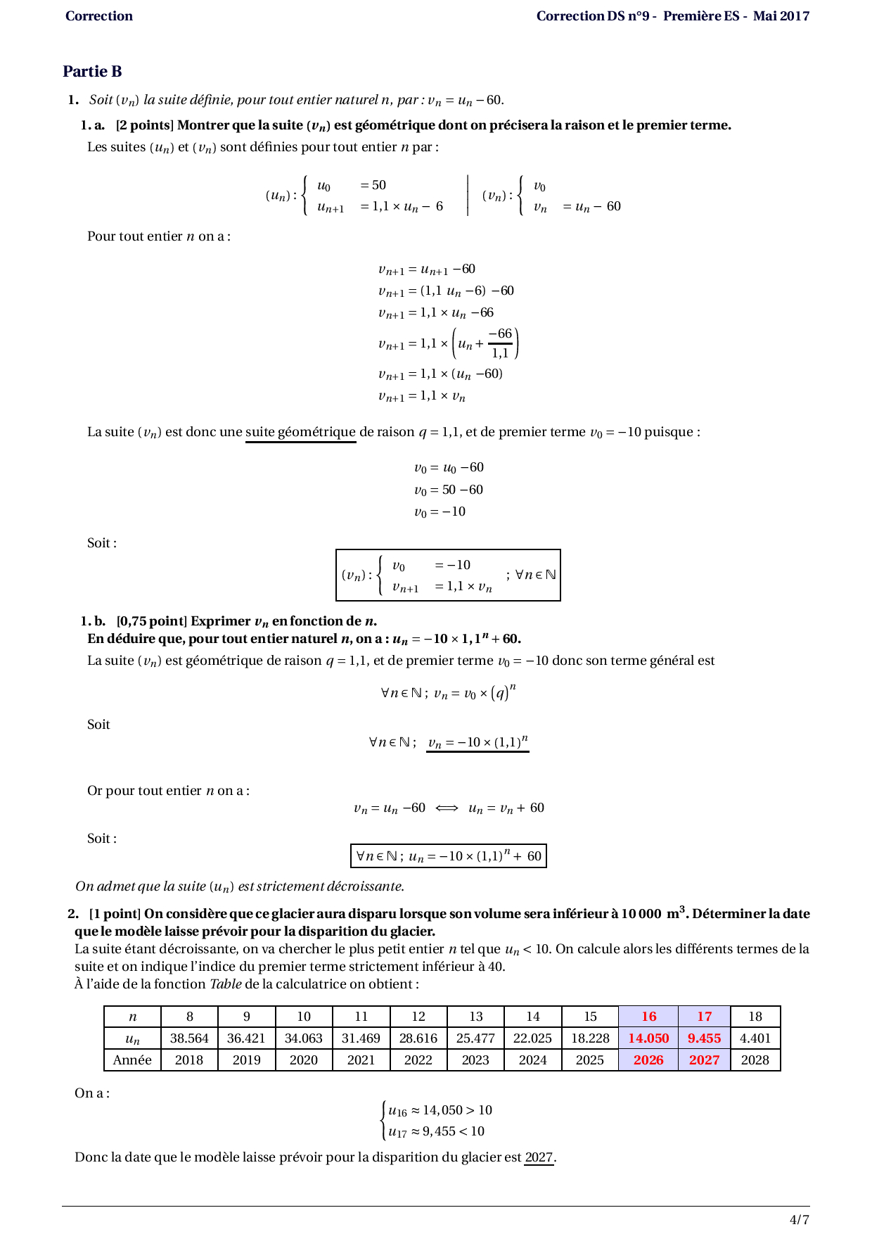 Corrigé devoir 9 - AlloSchool