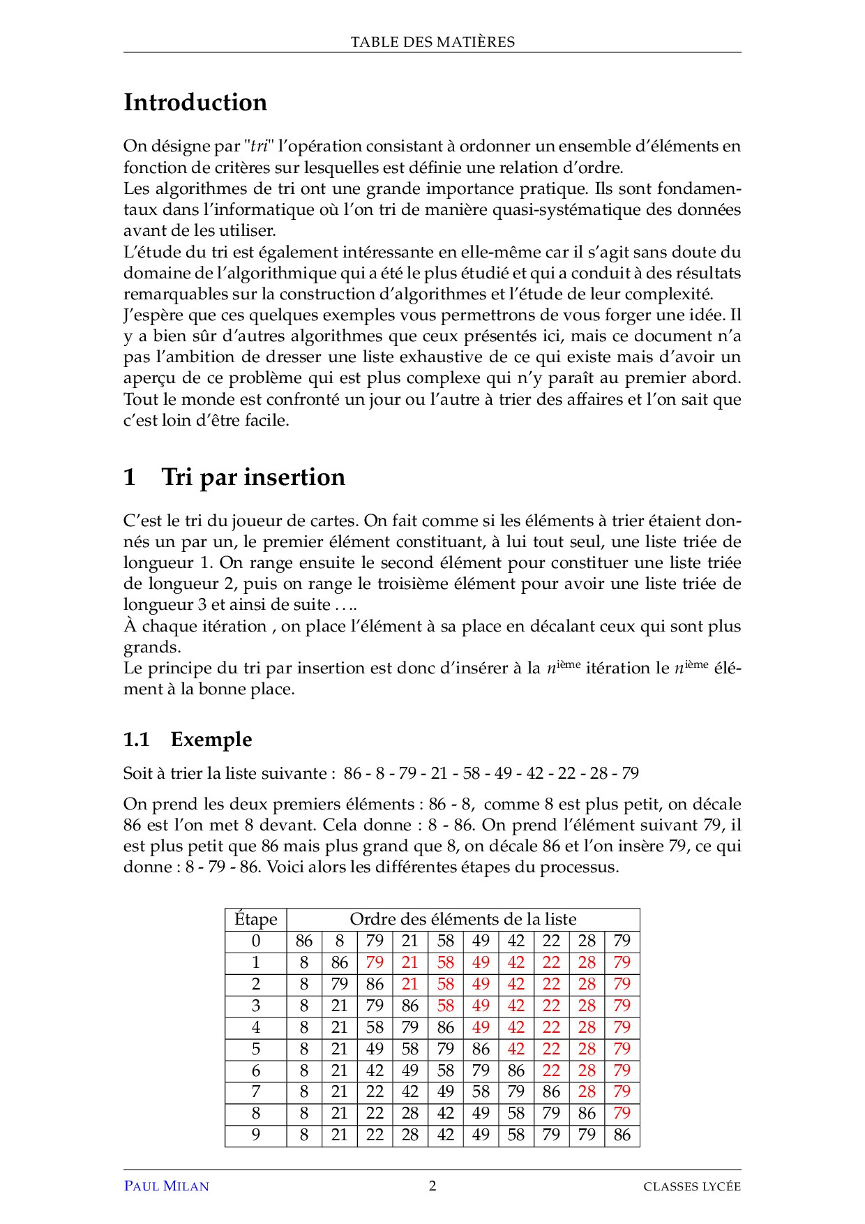 Algorithmes de tri - AlloSchool