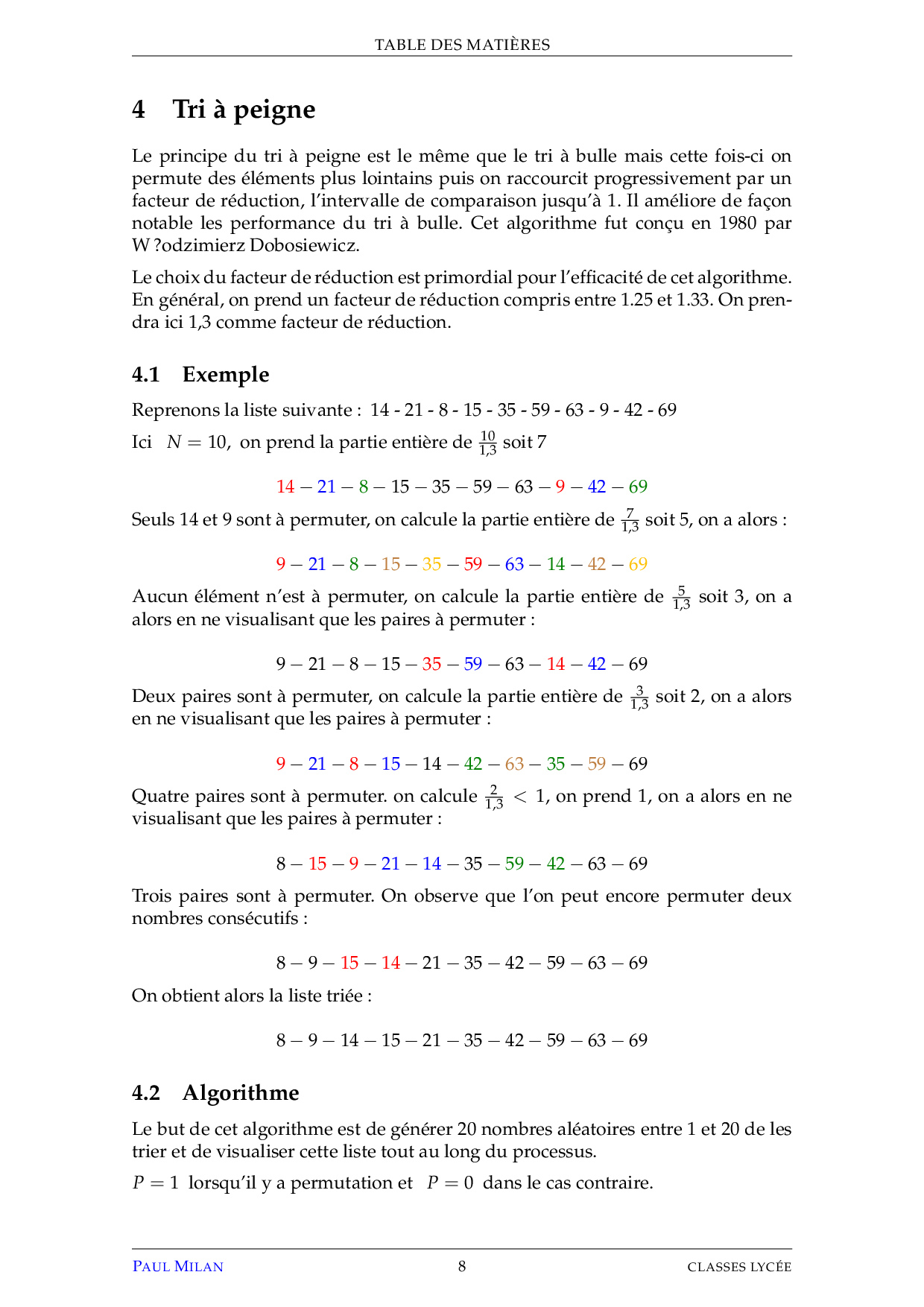 Algorithmes de tri - AlloSchool