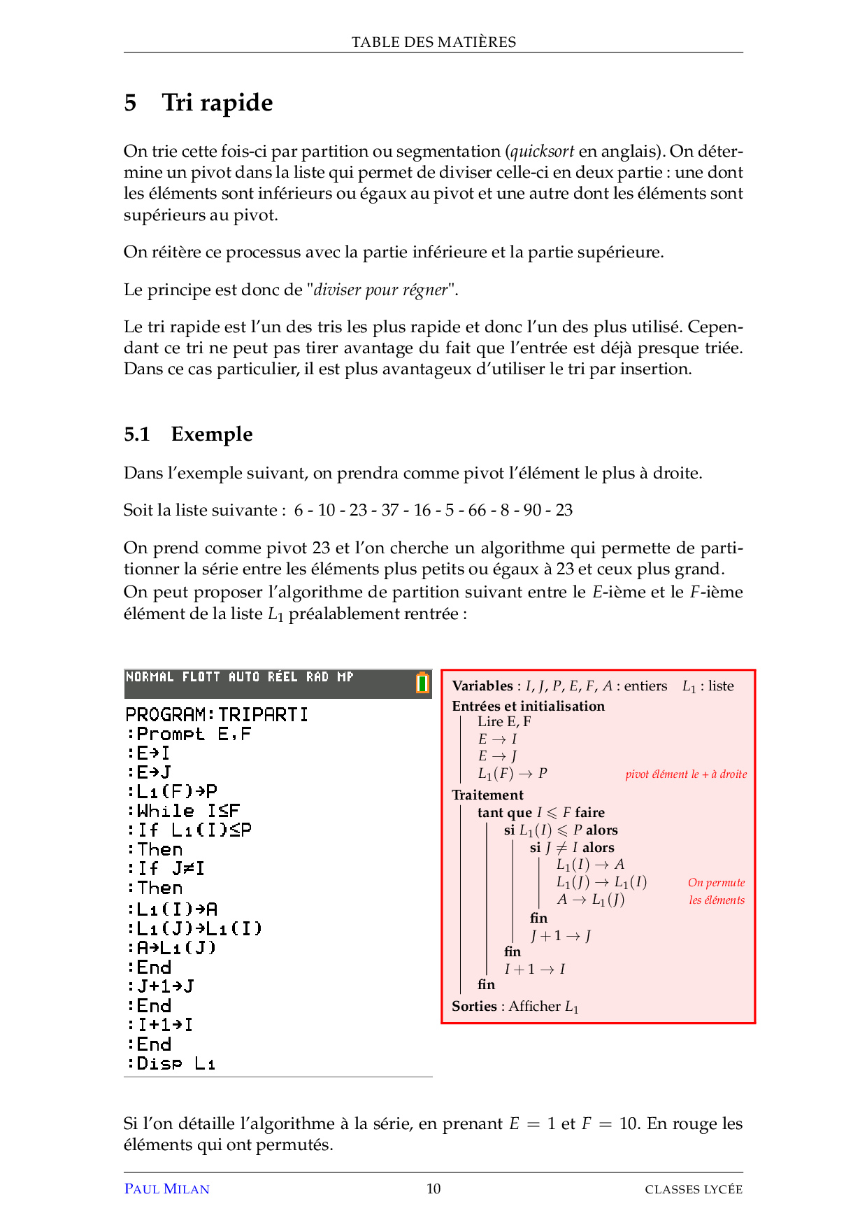 Algorithmes de tri - AlloSchool