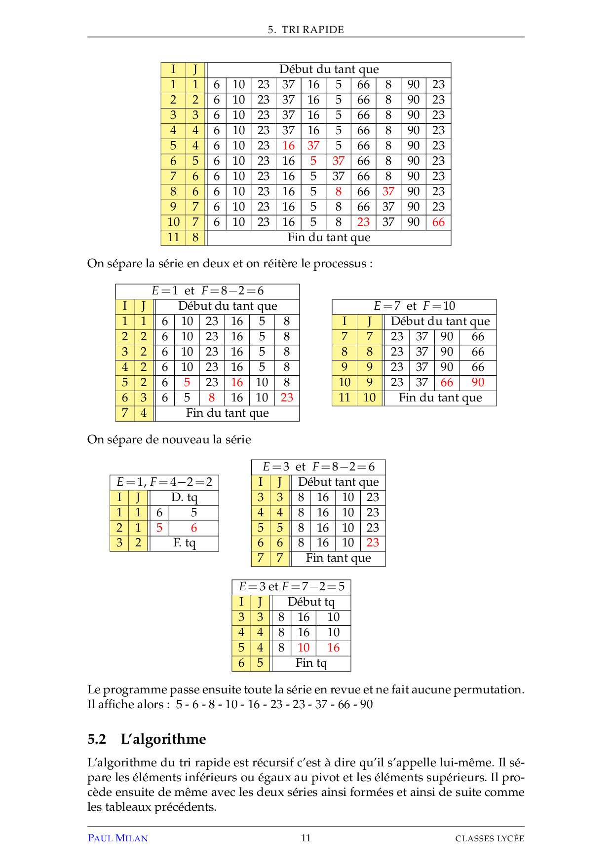 Algorithmes de tri - AlloSchool