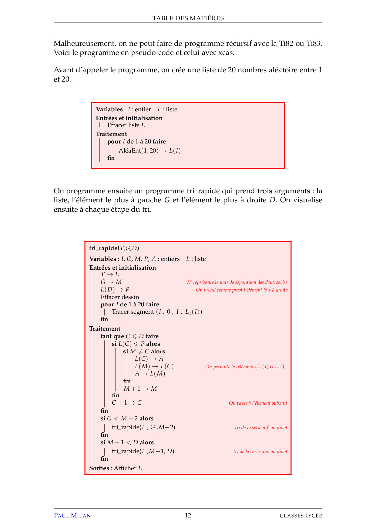 Algorithmes de tri - AlloSchool