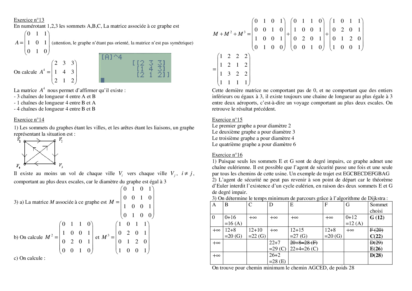 Les graphes - Corrigés d'exerccies - AlloSchool