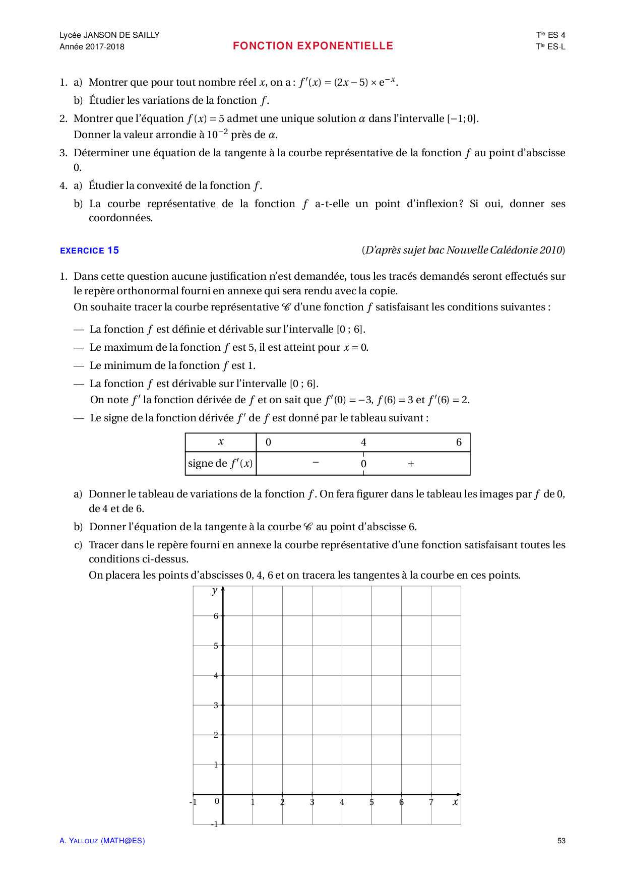 Fonction exponentielle - Exercices non corrigés - AlloSchool