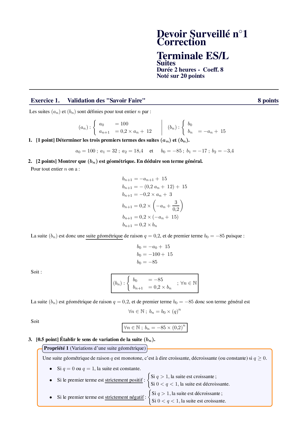 Corrigé devoir 1 - AlloSchool