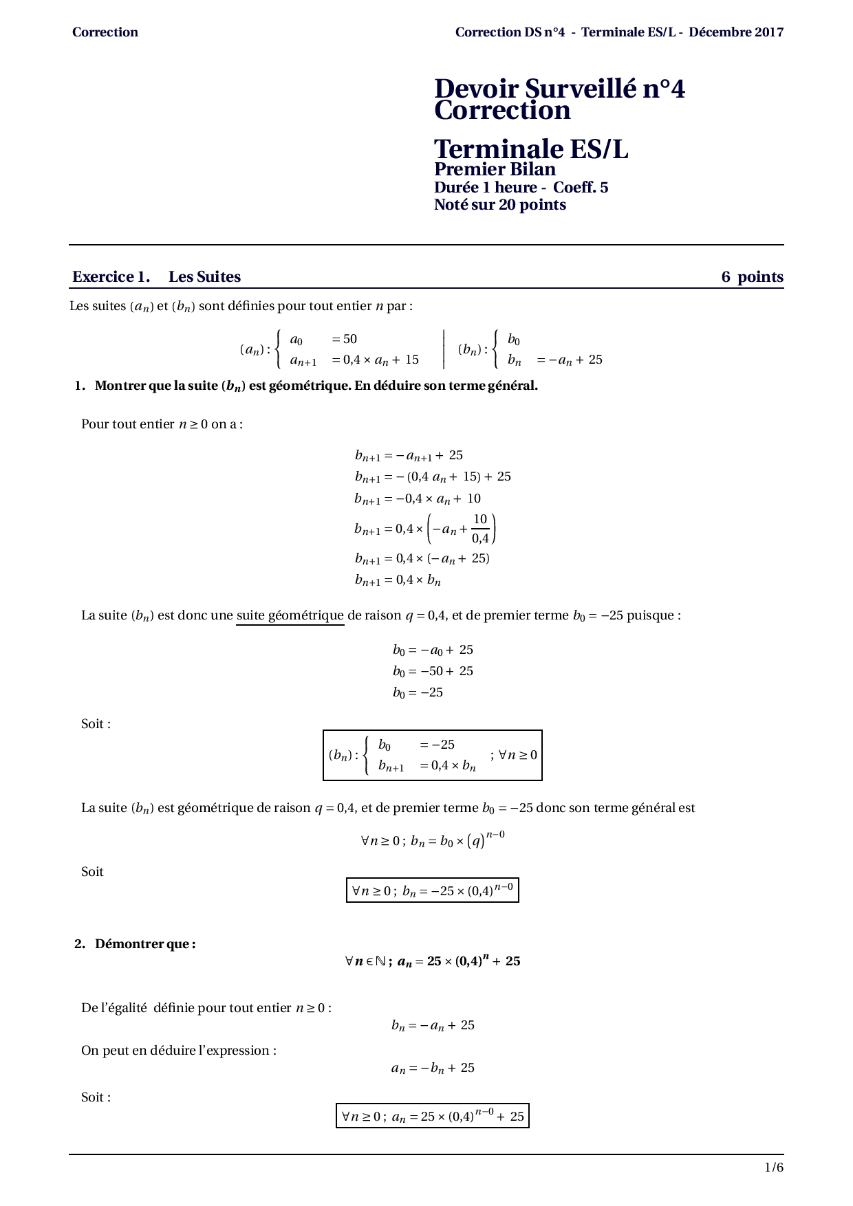 Corrigé devoir 9 - AlloSchool