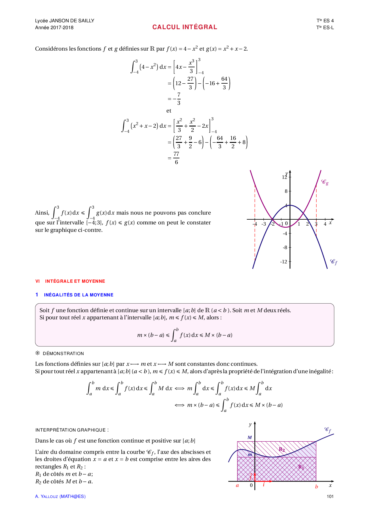 Calcul intégral - Cours - AlloSchool