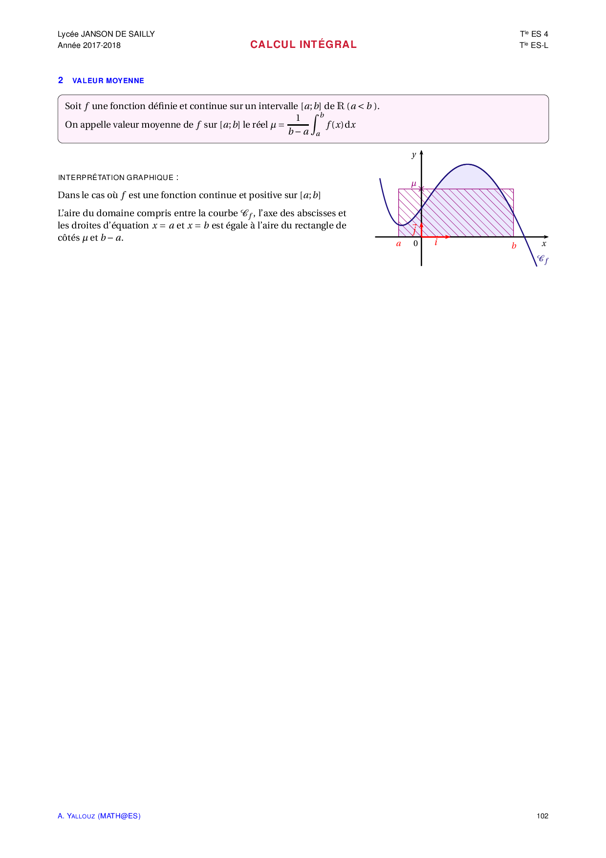 Calcul intégral - Cours - AlloSchool