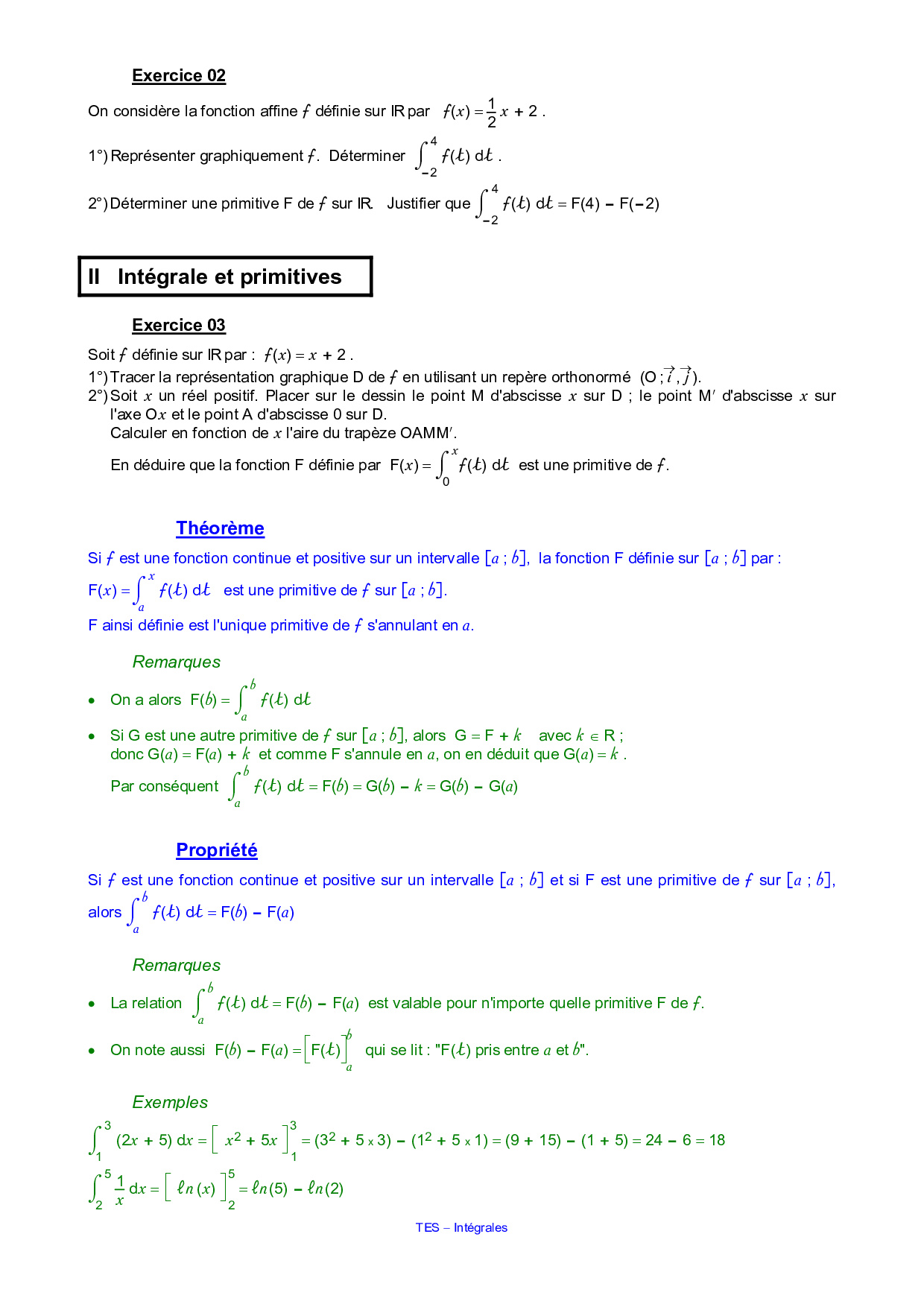Intégrales - Résumé de cours et série d'exercices - AlloSchool