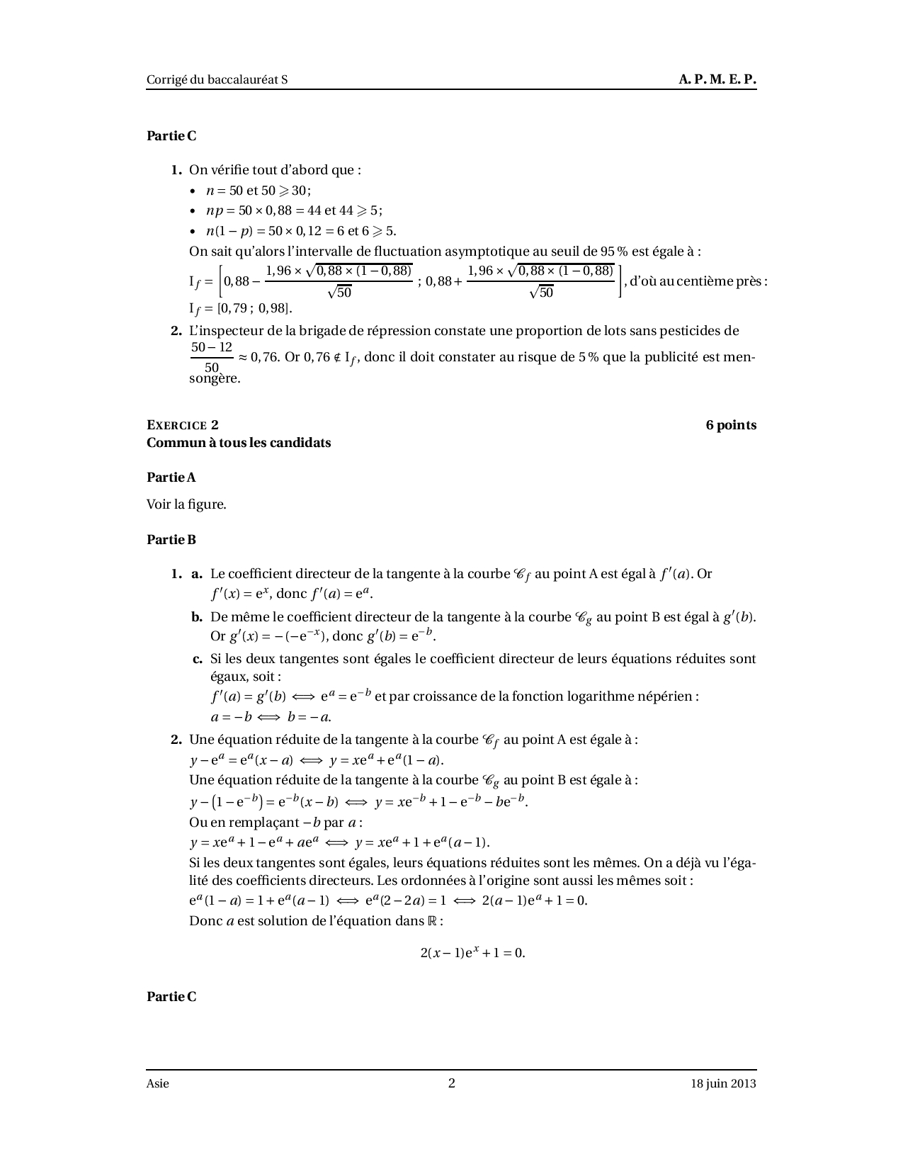 correction bac asie juin 2013 maths