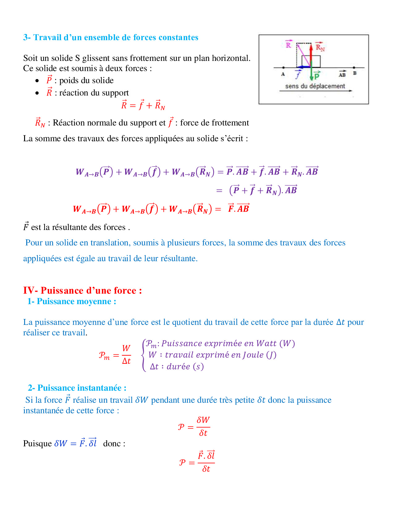 Travail et puissance d'une force - Cours 2 - AlloSchool
