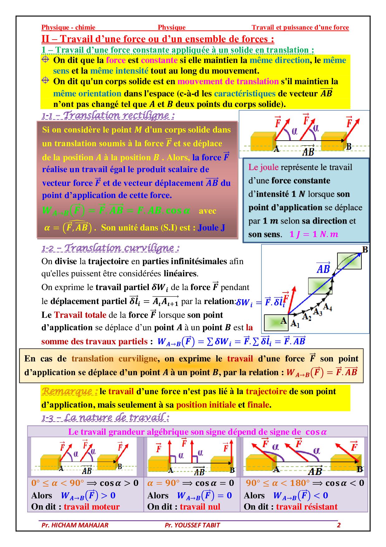 Travail et puissance d'une force - Cours 1 - AlloSchool