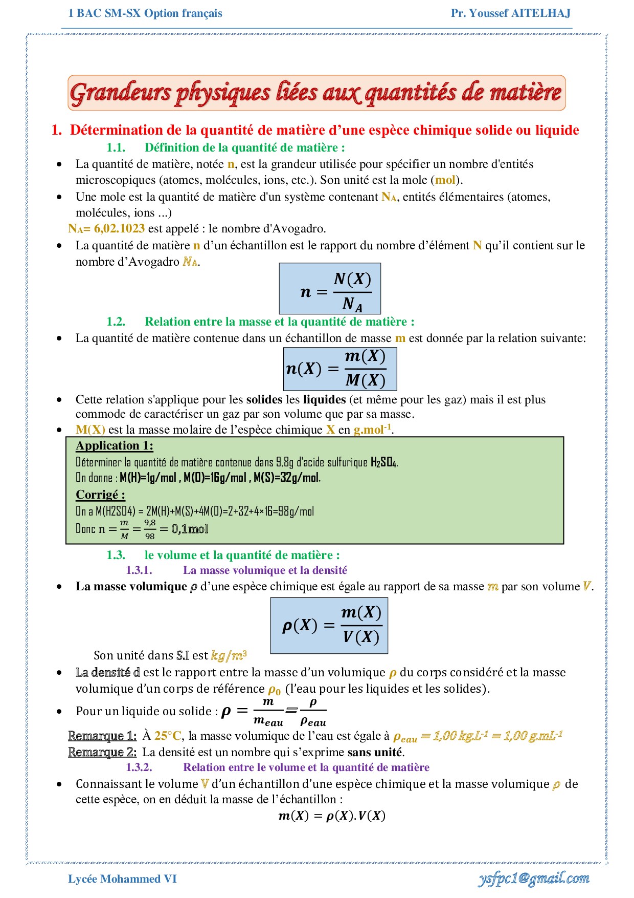 Grandeurs physiques liées à la quantité de matière - Cours 4 - AlloSchool
