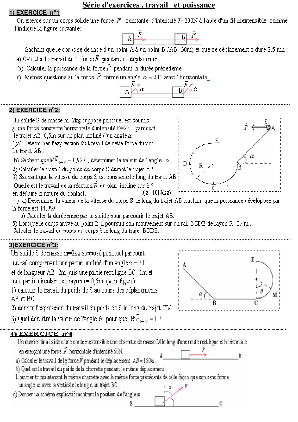 Travail et puissance d'une force - Série d'exercices 1 - AlloSchool