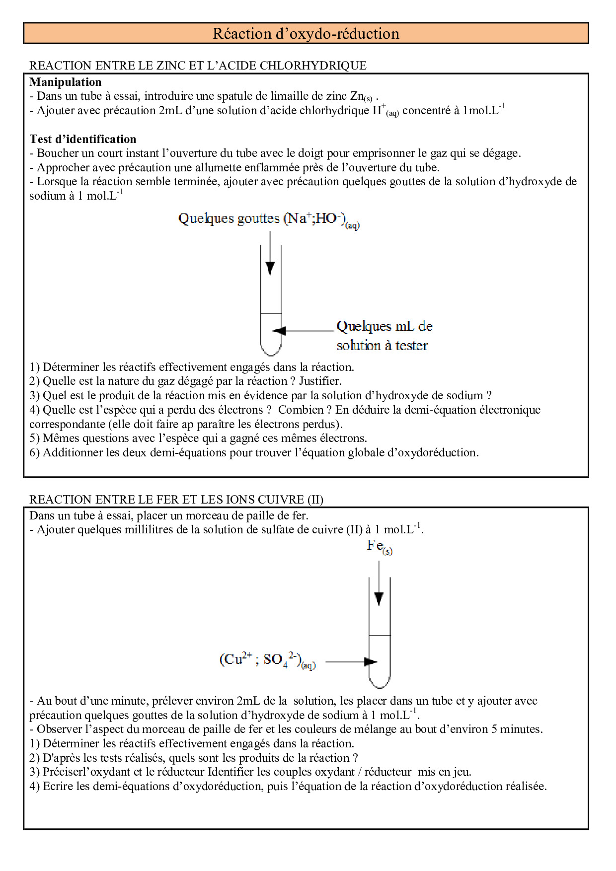Les réactions d'oxydo-réduction - Activités 1 - AlloSchool