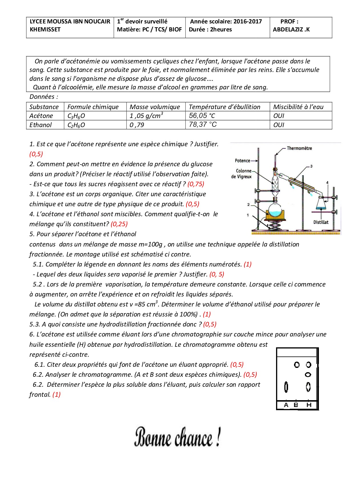 Devoir 1 Modèle 8 - Physique-Chimie TC Semestre 1 - AlloSchool