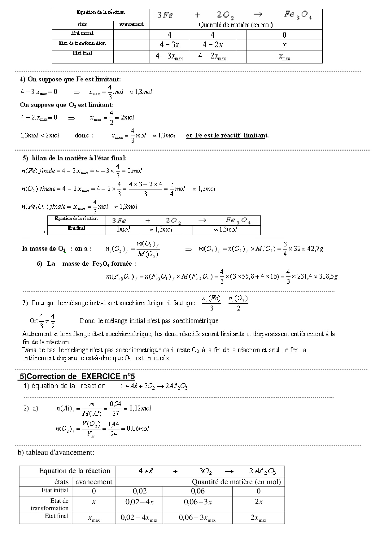 Bilan de la matière - Corrigé série d'exercices 1 - AlloSchool