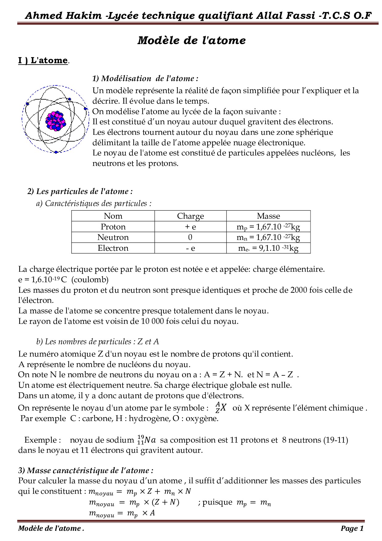 Le modèle de l'atome - Résumé de cours 2 - AlloSchool