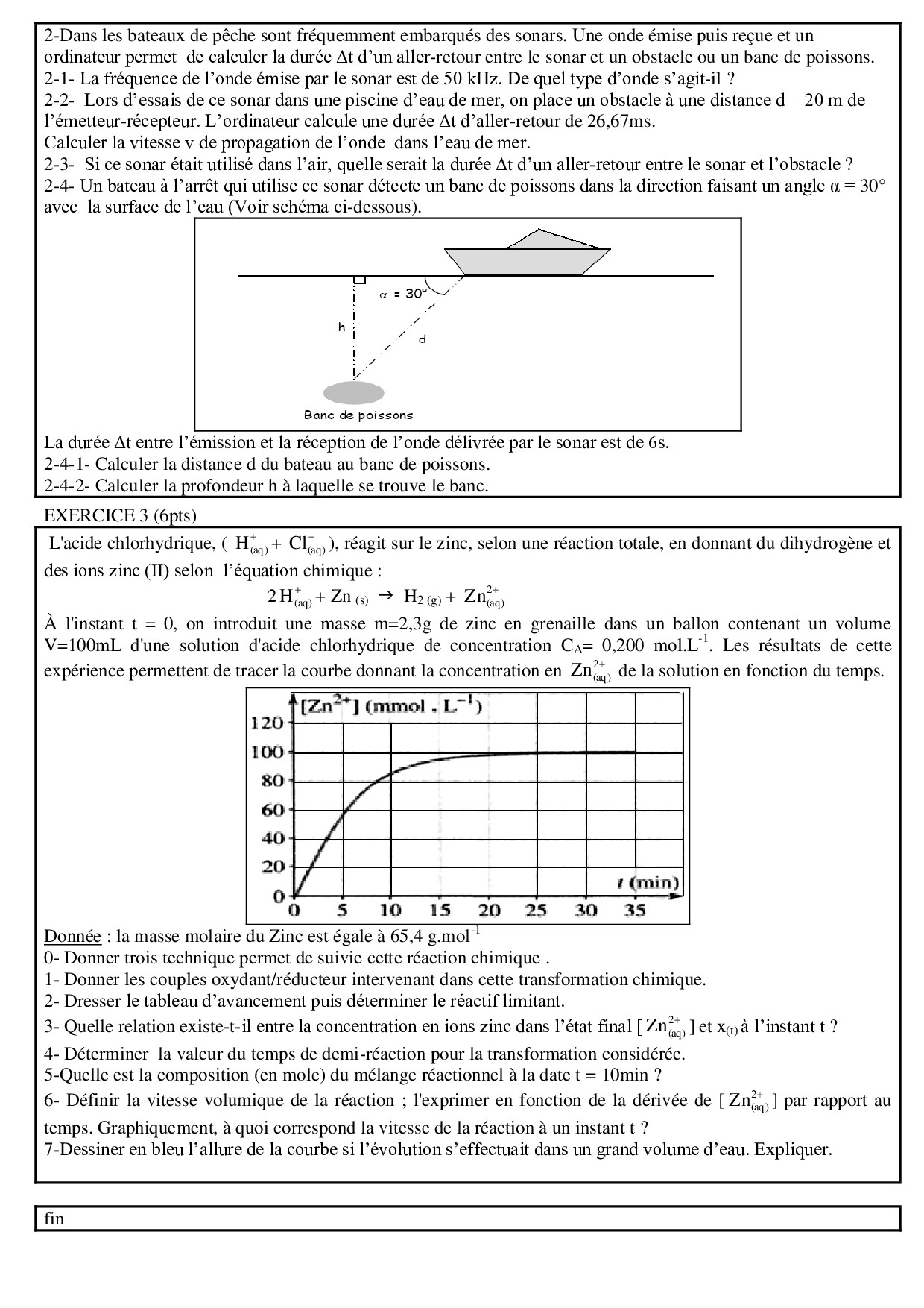 Devoir 1 Modèle 7 - Physique Chimie 2 Bac SPC Semestre 1 - AlloSchool