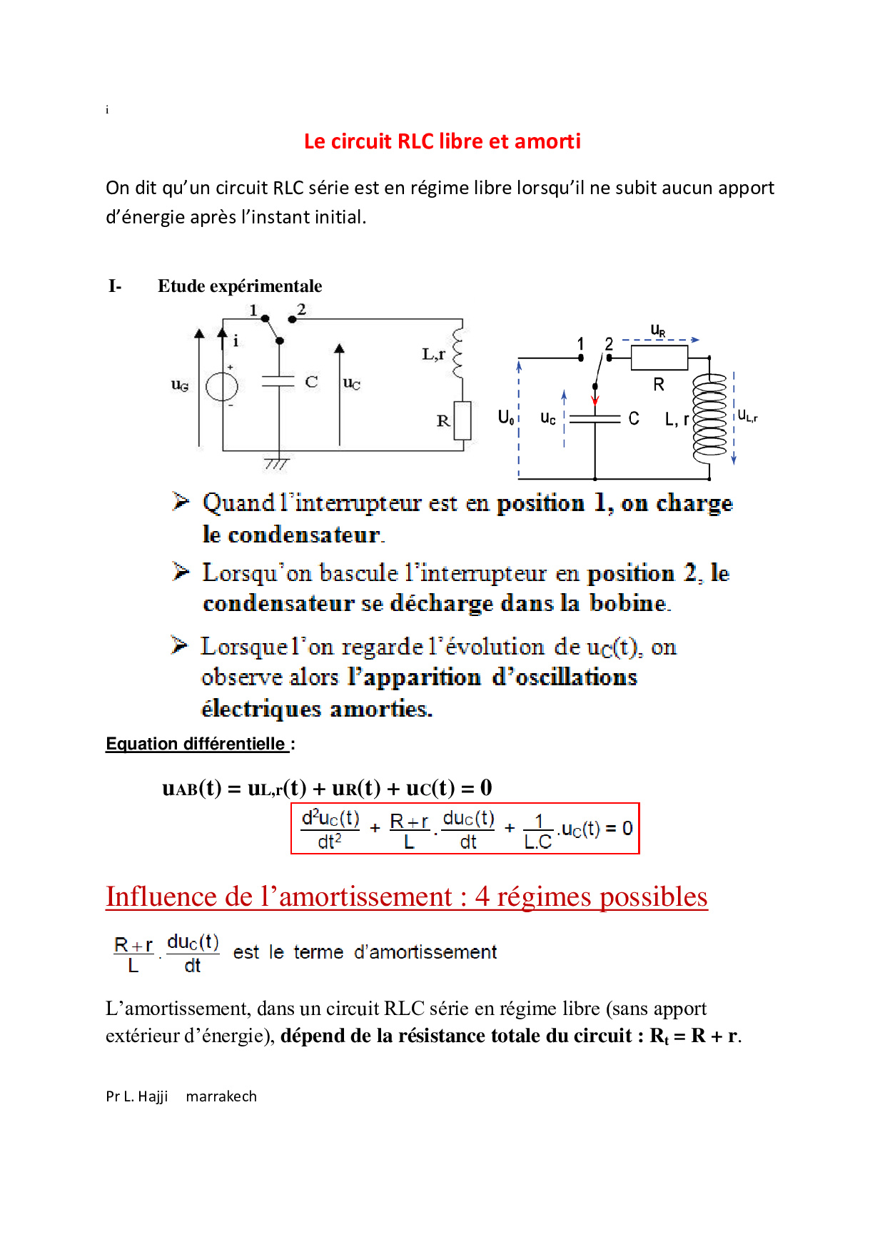 Oscillations libres d'un circuit RLC série - Cours 2 - AlloSchool