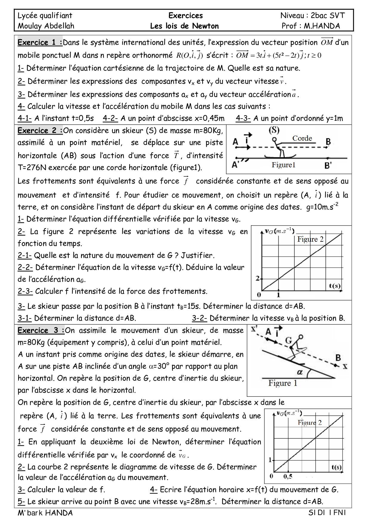 Lois de Newton - Exercices non corrigés 5 - AlloSchool