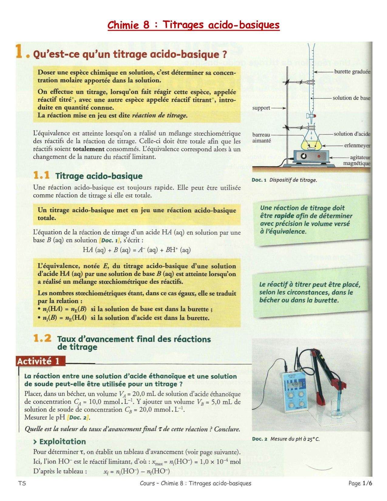 Dosage acido-basique - Cours 1 - AlloSchool